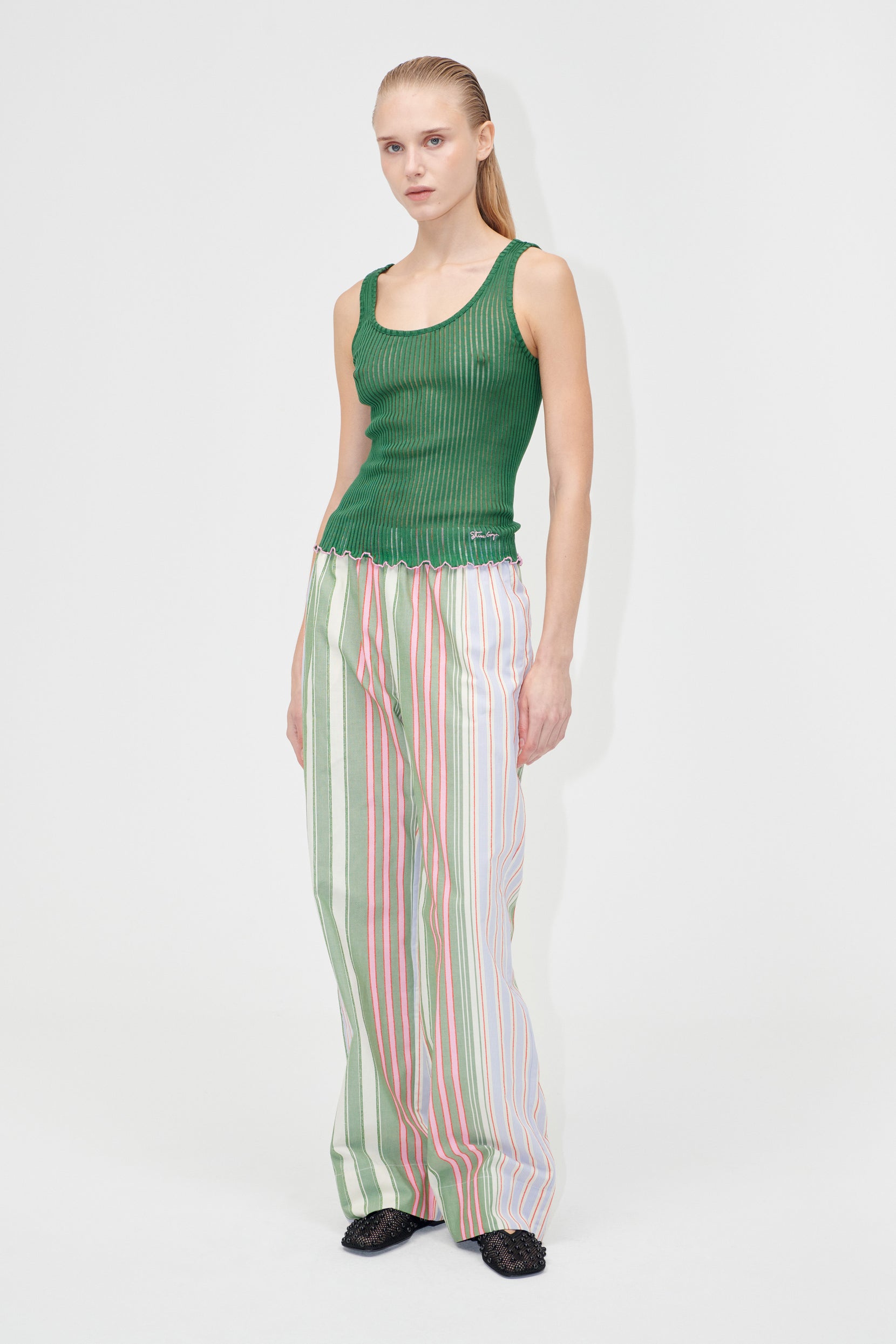 Elasticated Long Pants - Forest Stripe - Stine Goya UK