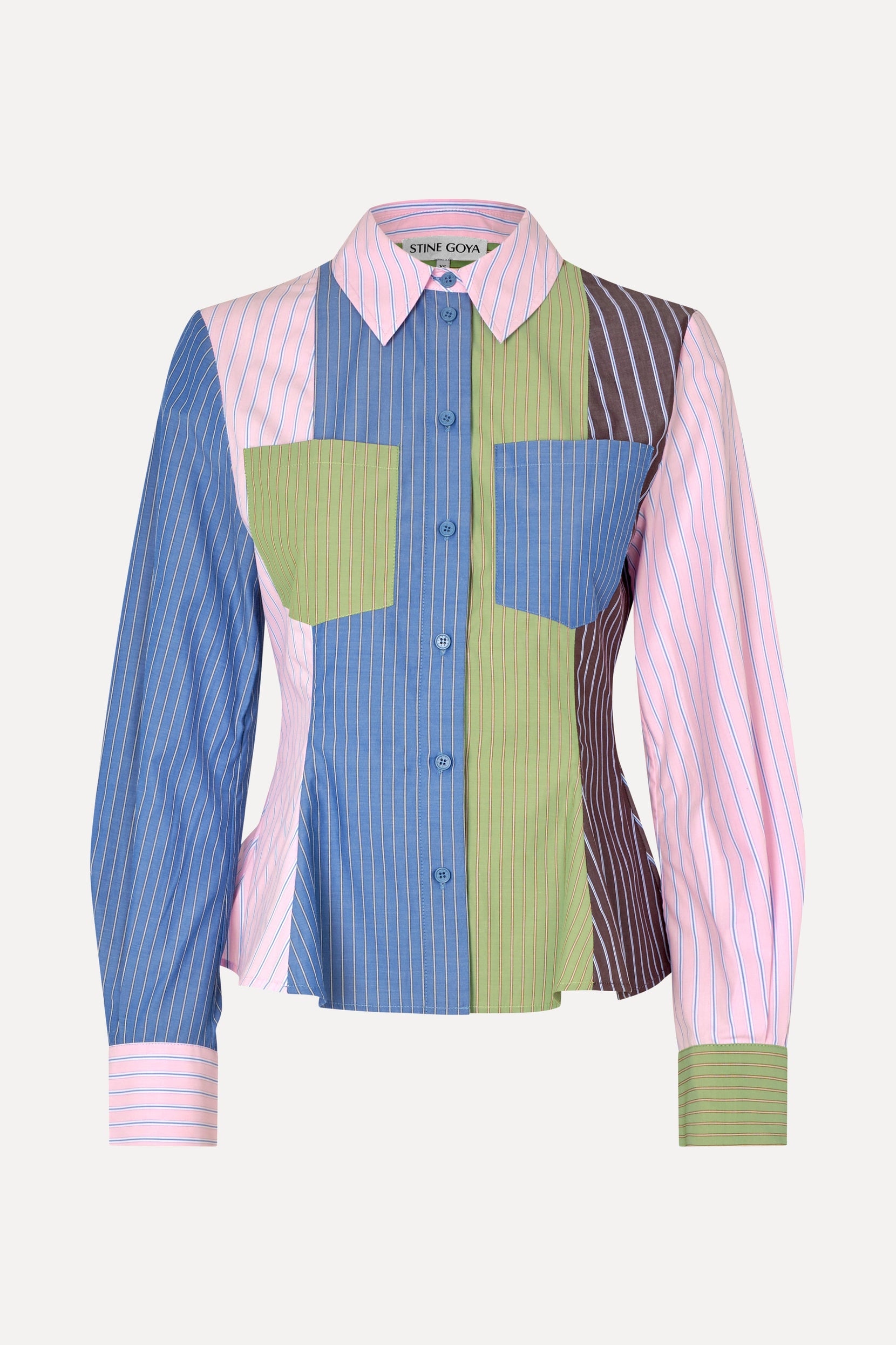 Pocket Peplum Shirt - Multistripes Mix - Stine Goya UK