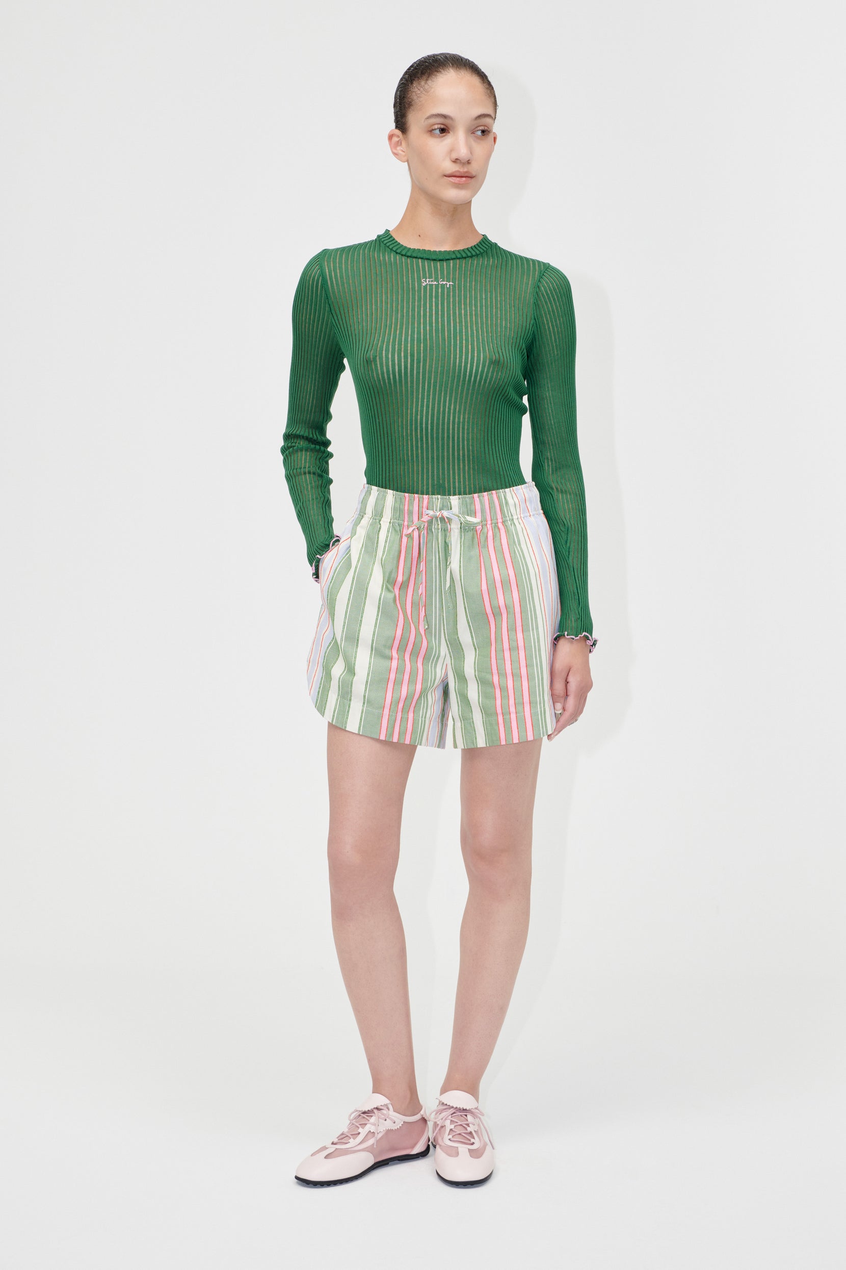 Structured Shorts - Forest Stripe - Stine Goya UK