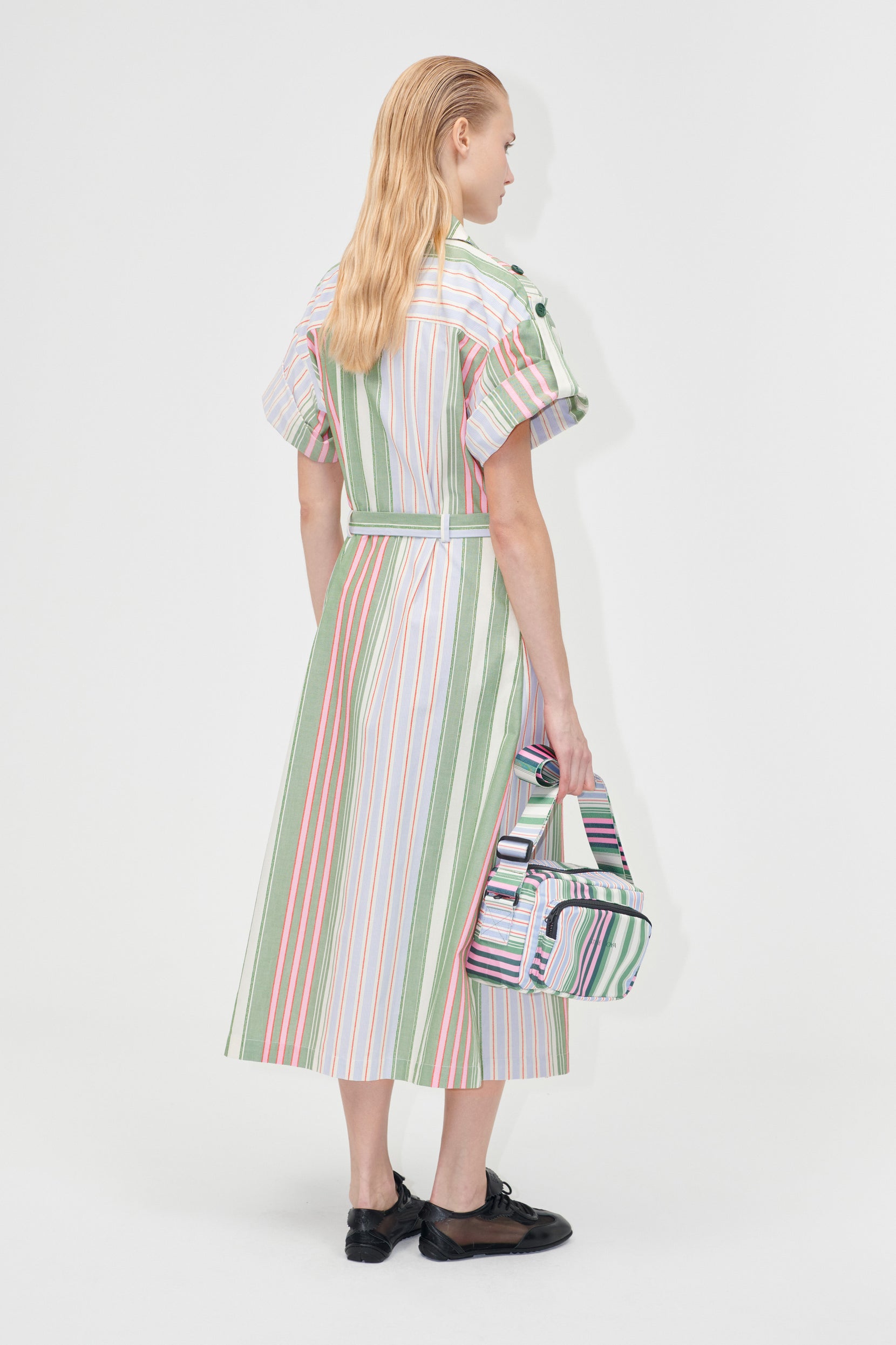 Workwear Midi Dress - Forest Stripe - Stine Goya UK